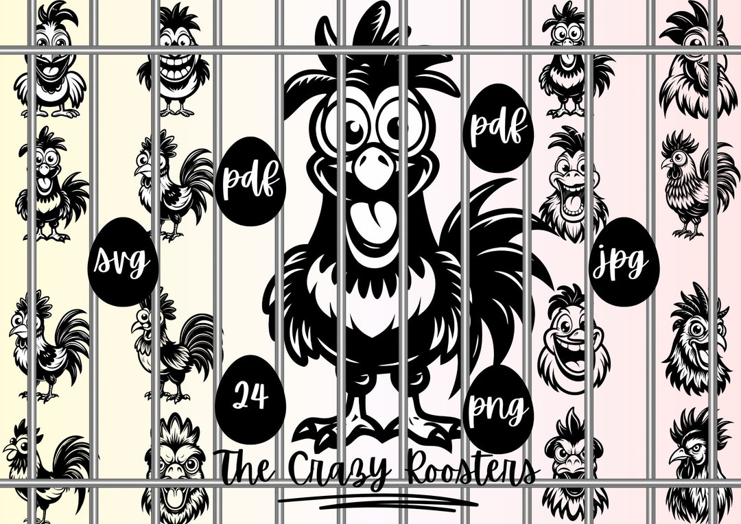 Crazy Chicken Svg & Png, 24 Rooster Clipart, Chicken Vector Image ...