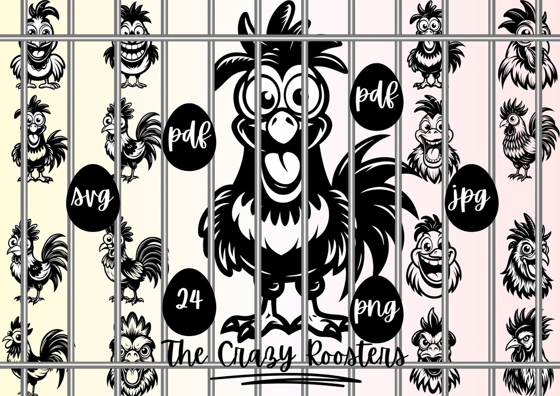 Crazy Chicken Svg & Png, 24 Rooster Clipart, Chicken Vector Image ...