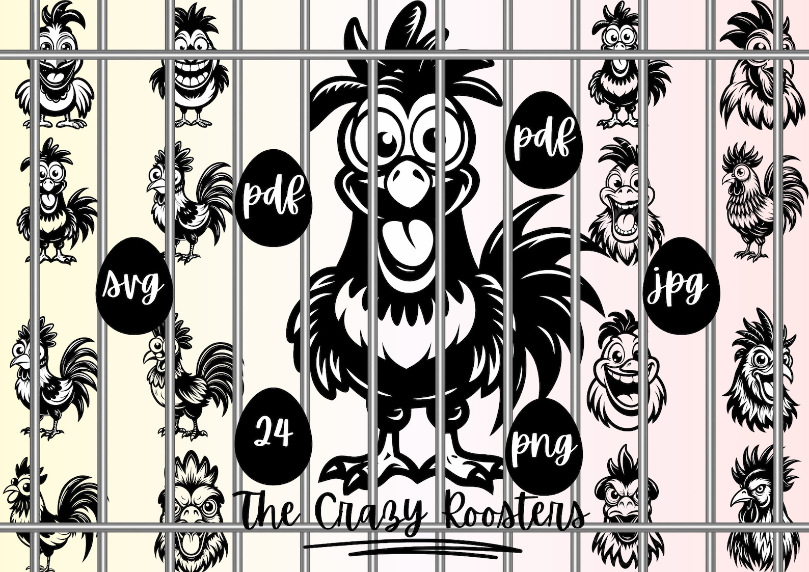 Crazy Chicken Svg & Png, 24 Rooster Clipart, Chicken Vector Image ...