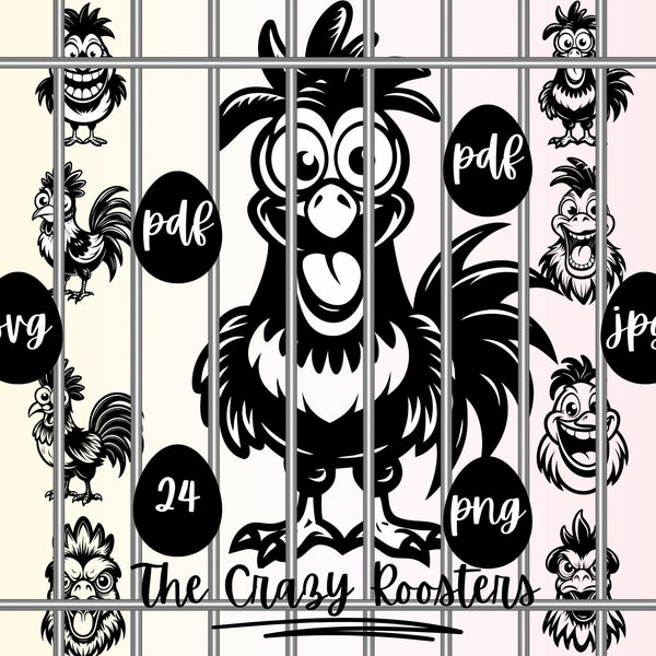 Crazy Chicken Svg - Etsy