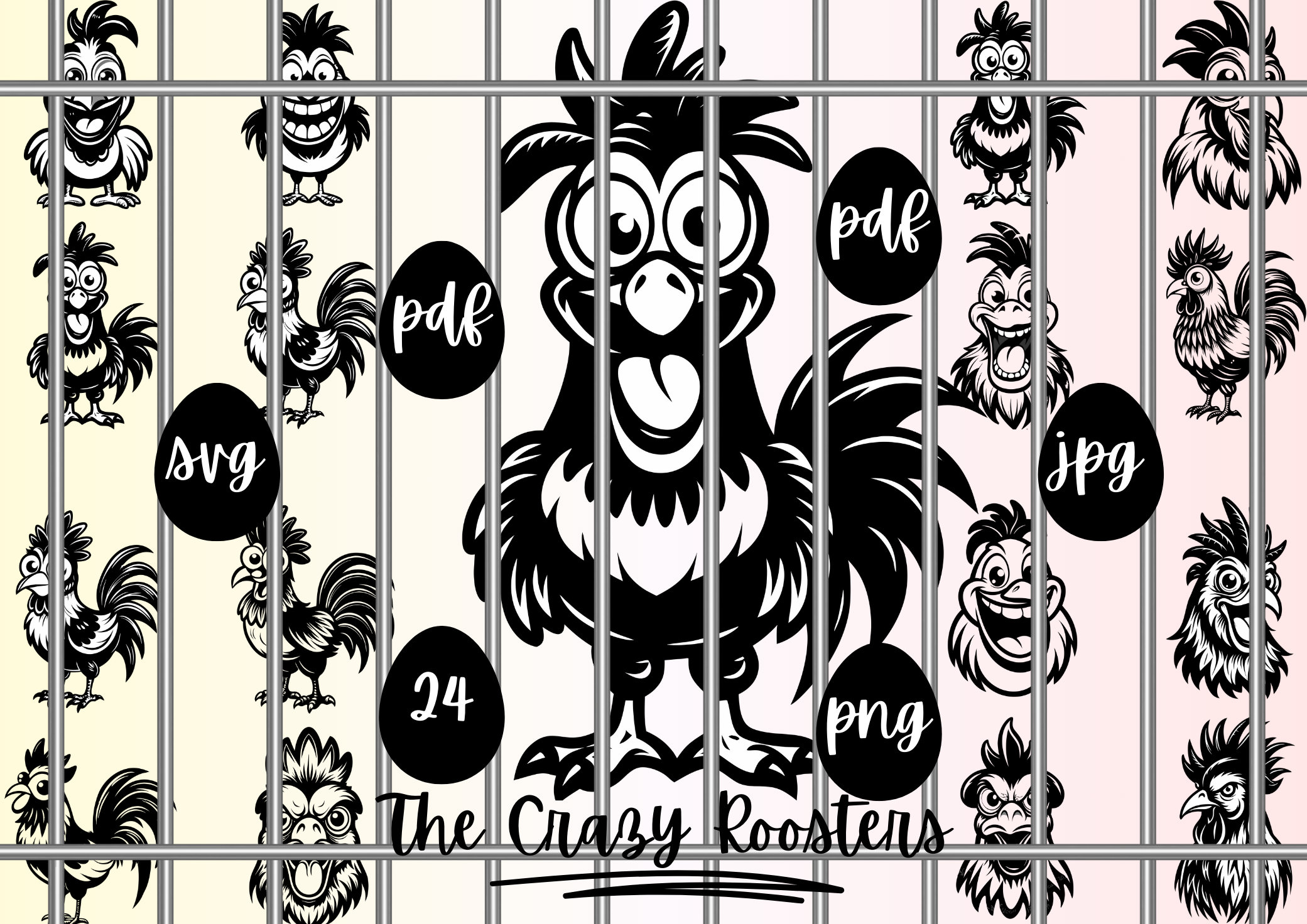 Crazy Chicken Svg & Png, 24 Rooster Clipart, Chicken Vector Image ...