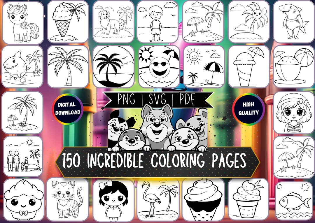 150 Summer Kawaii Coloring Pages: Cute Printable Coloring Sheets for ...