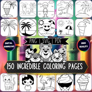 150 Summer Kawaii Coloring Pages: Cute Printable Coloring Sheets for ...