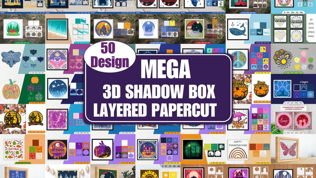 SHADOW BOX SVG Bundle, Template, Svg Files for Cricut and Silhouette ...