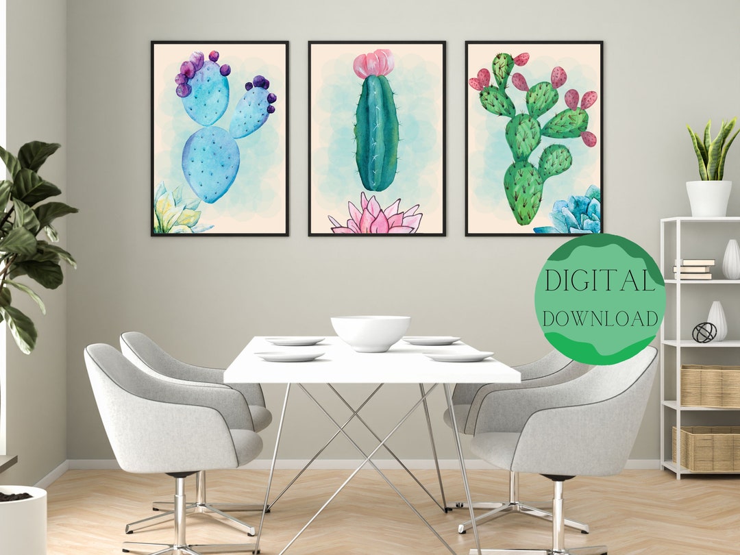 Pink Flower Cactus Cactus Boho Wall Art Cactus Nursery Art Lovely ...