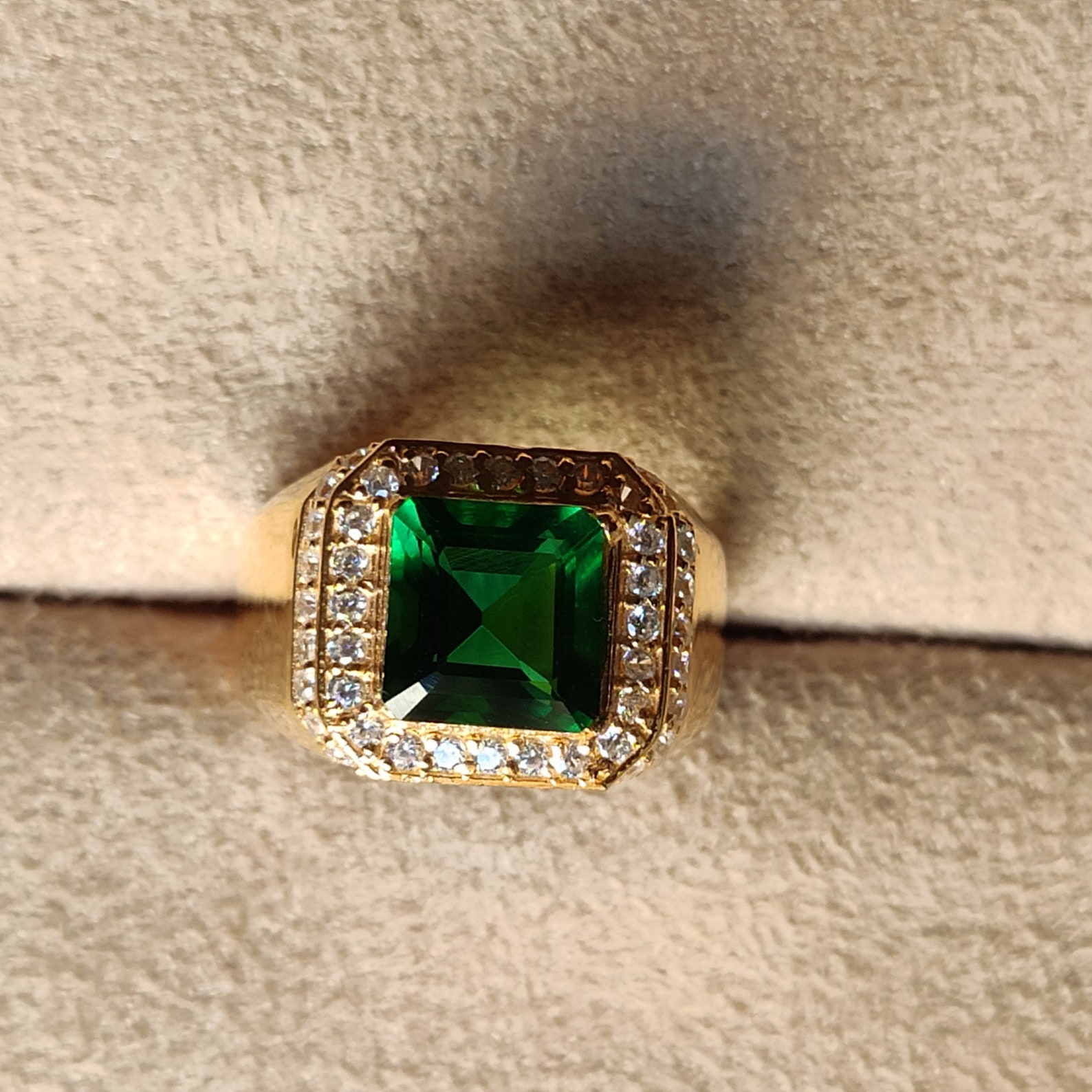 Lab Emerald Silver Mens Ring, 925 Sterling Silver Ring, May Birthstone ...
