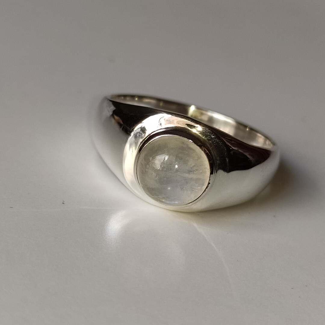 Rainbow Moonstone Ring, Men Ring, Signet Ring, Blue Flash Moonstone ...