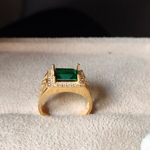 Lab Emerald Men's Ring, Handmade Men's Ring, Men's Ring, 925 Sterling ...