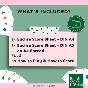 Printable Euchre Score Sheet – Classic 2-team Format| Instant Download ...