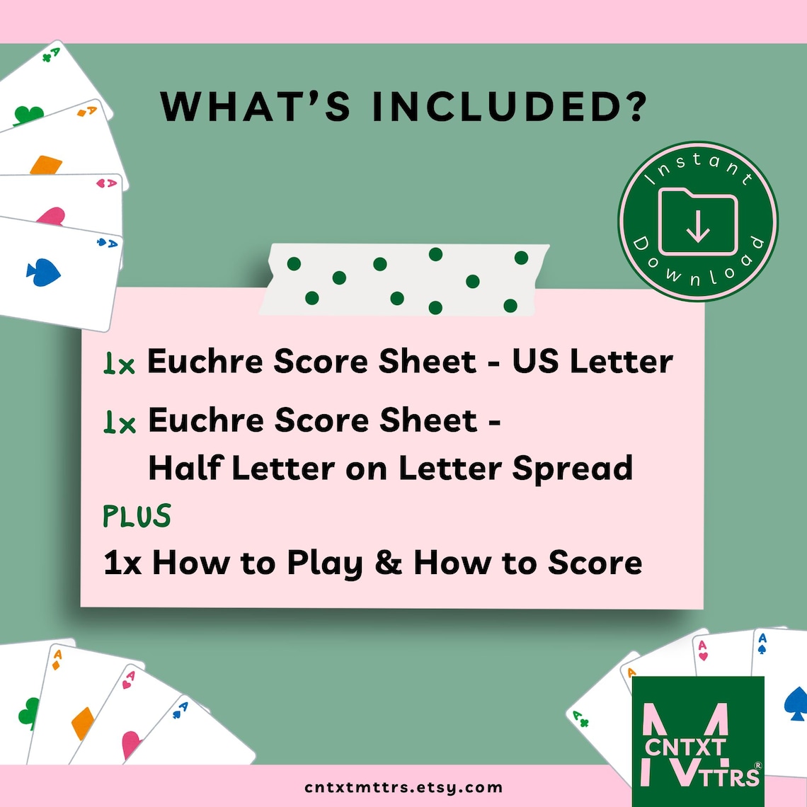 Printable Euchre Score Sheet – Classic 2-team Format| Instant Download ...