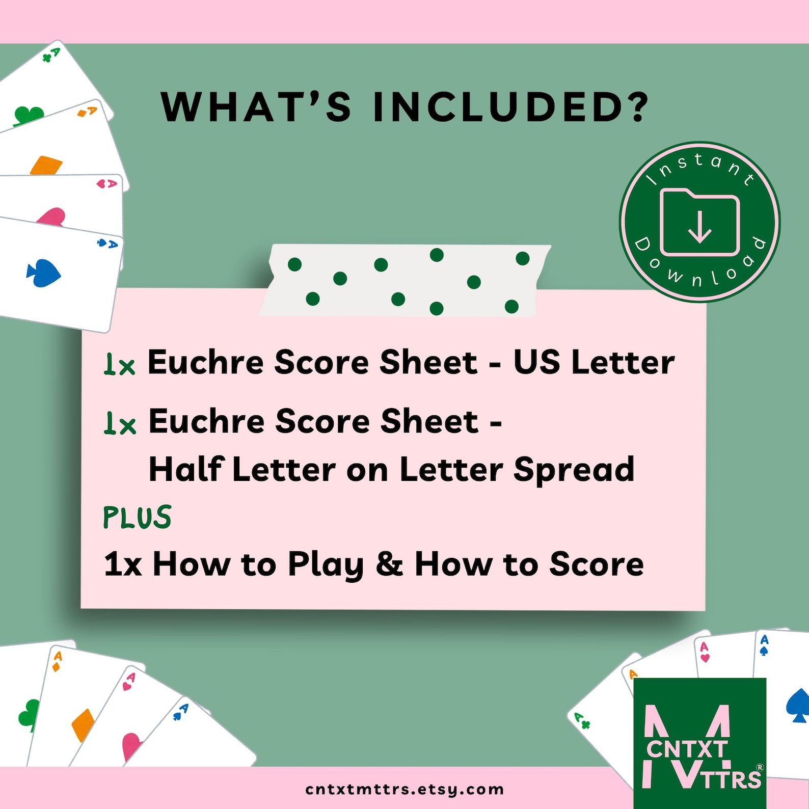 Printable Euchre Score Sheet – Classic 2-team Format| Instant Download ...