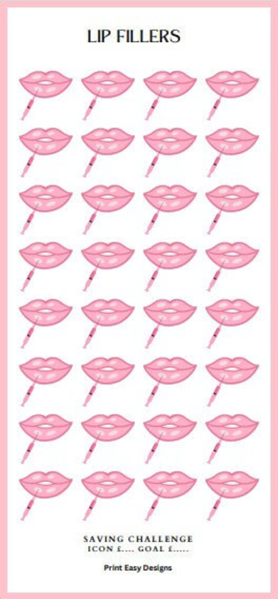 Lip Filler Savings Tracker - Etsy