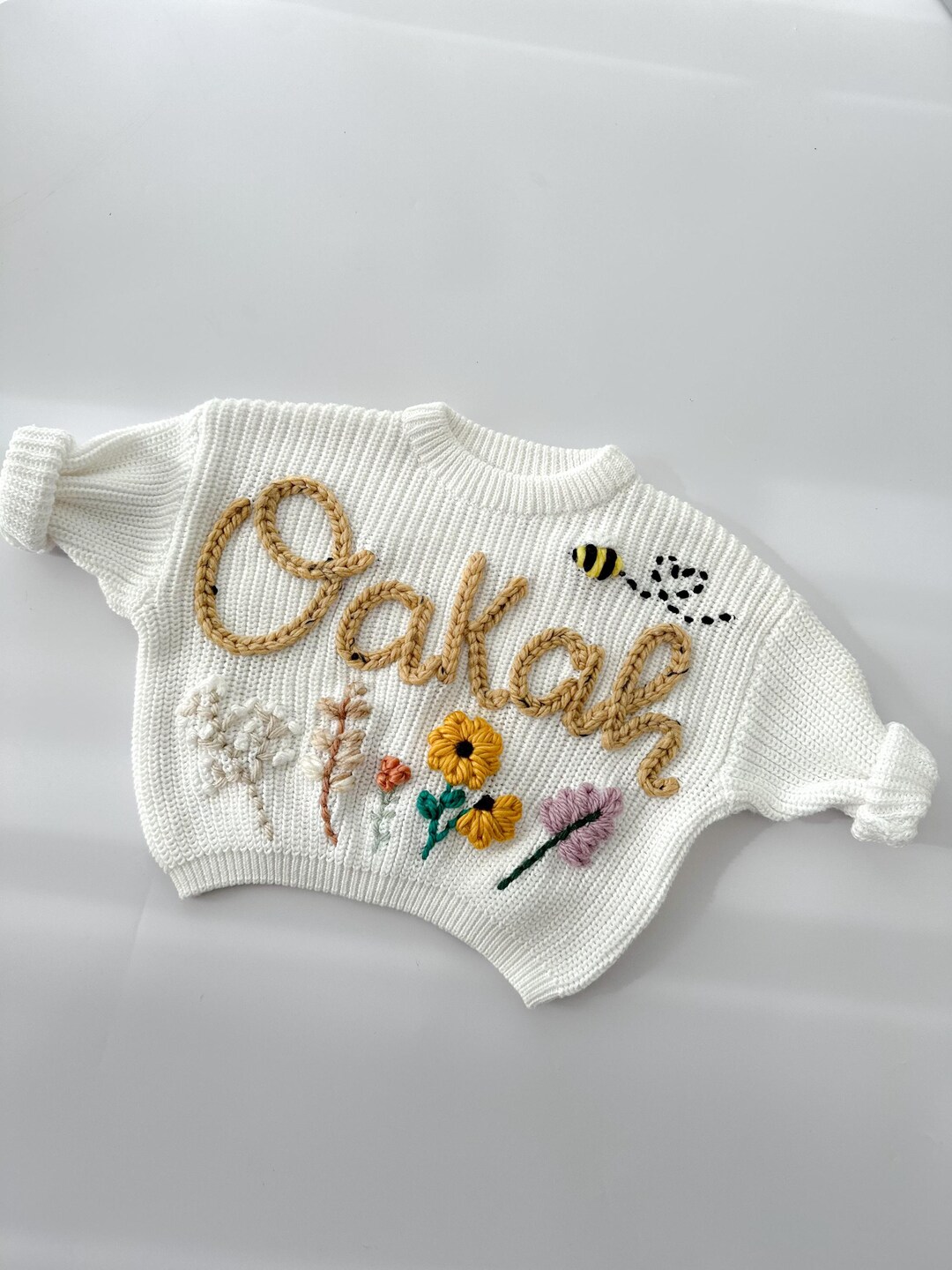 Custom Design Jumper,personalised Sweater,hand Embroidered Sweater,baby ...