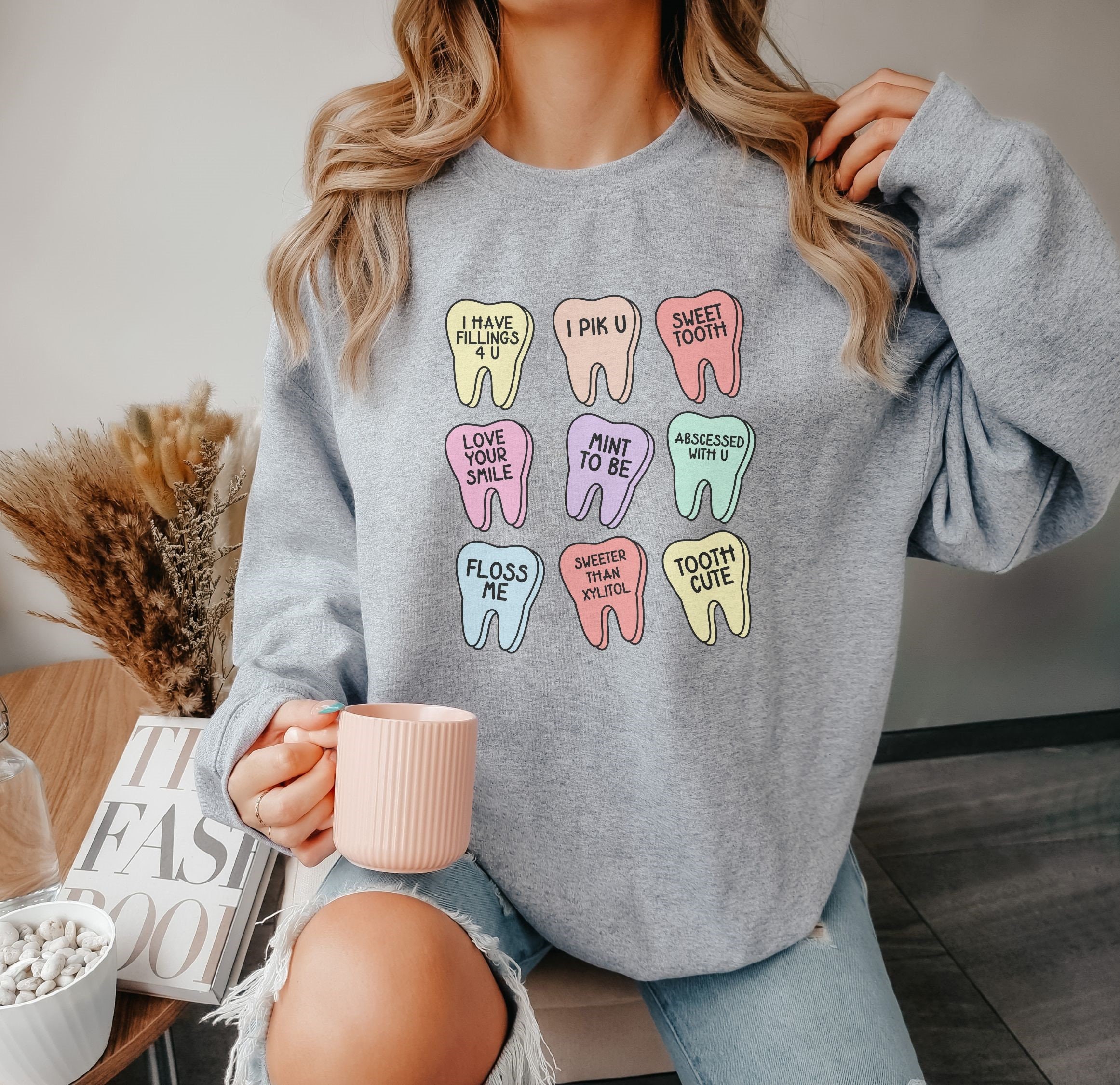 Dental Valentines Day Sweatshirt, Candy Hearts Dentist Sweater,dental ...