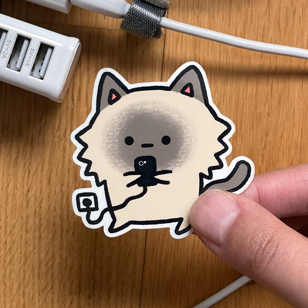 Cute Cat Rengar Charging His Phone Vinyl Stickers Planner - Etsy