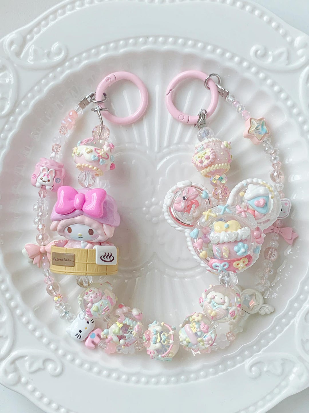 Hello Kitty Phone Charm: Hand-painted Kawaii Keychain, Bag Charm - Etsy