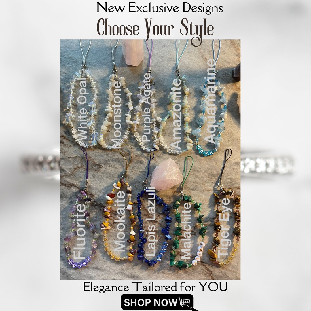 Personalised Healing Crystal Gemstone Phone Straps, Variatons Phone ...