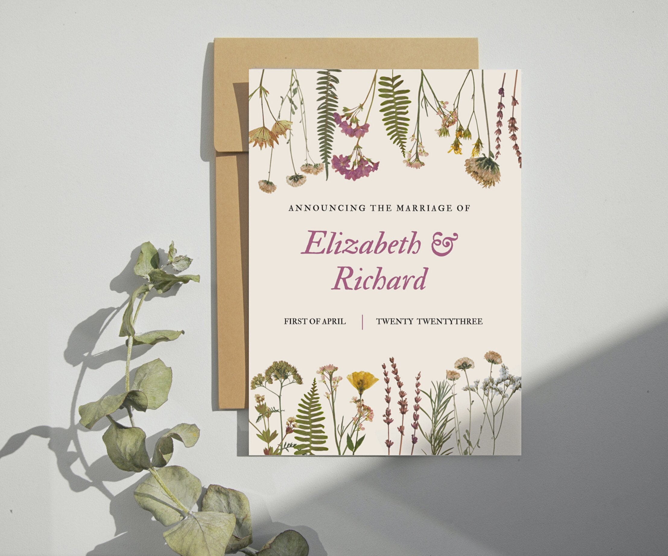 Wedding Invitation Wildflower Invitation Template Floral Wedding ...