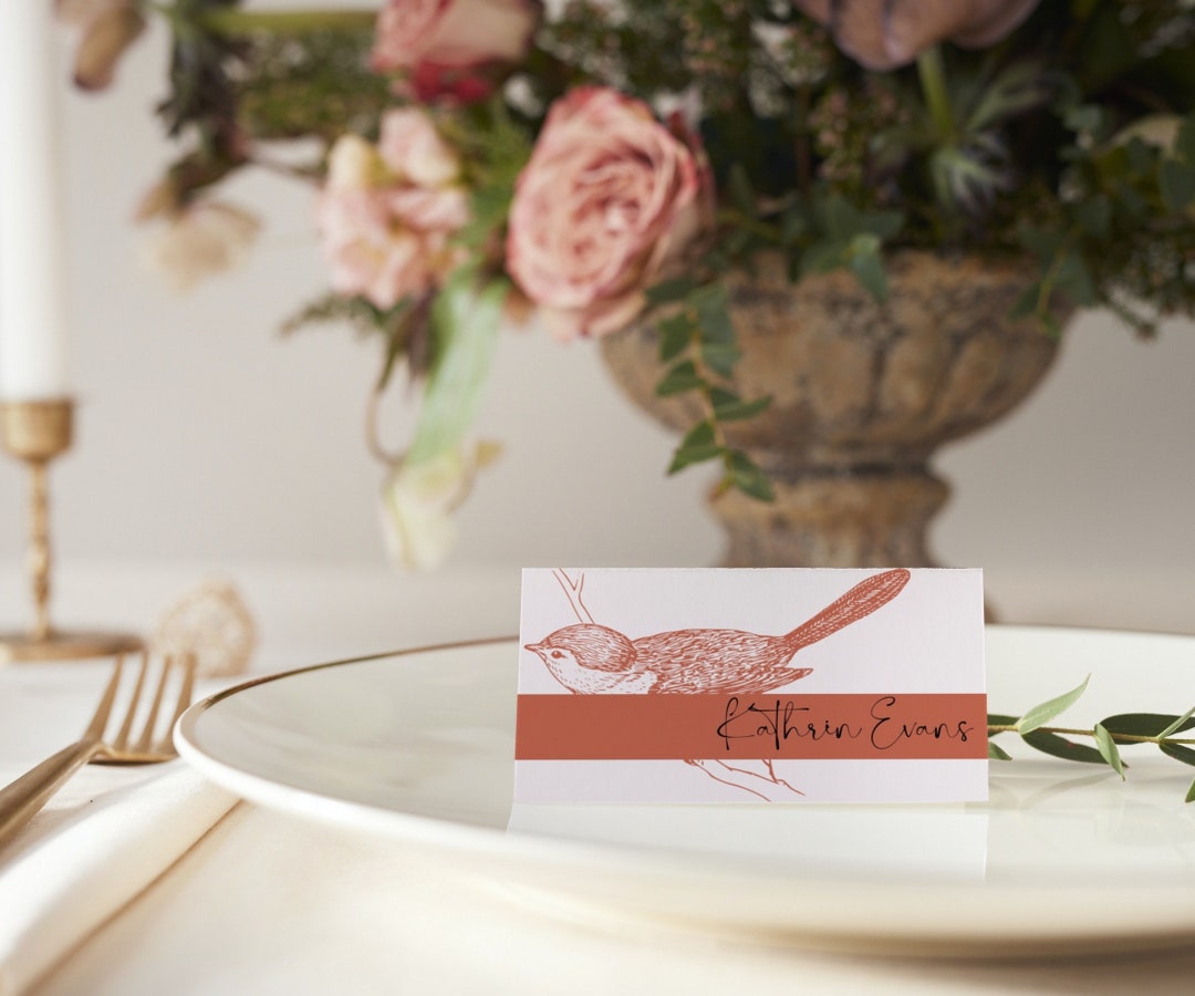 Wedding Seat Card Red Place Card Template Name Card Instant Download ...