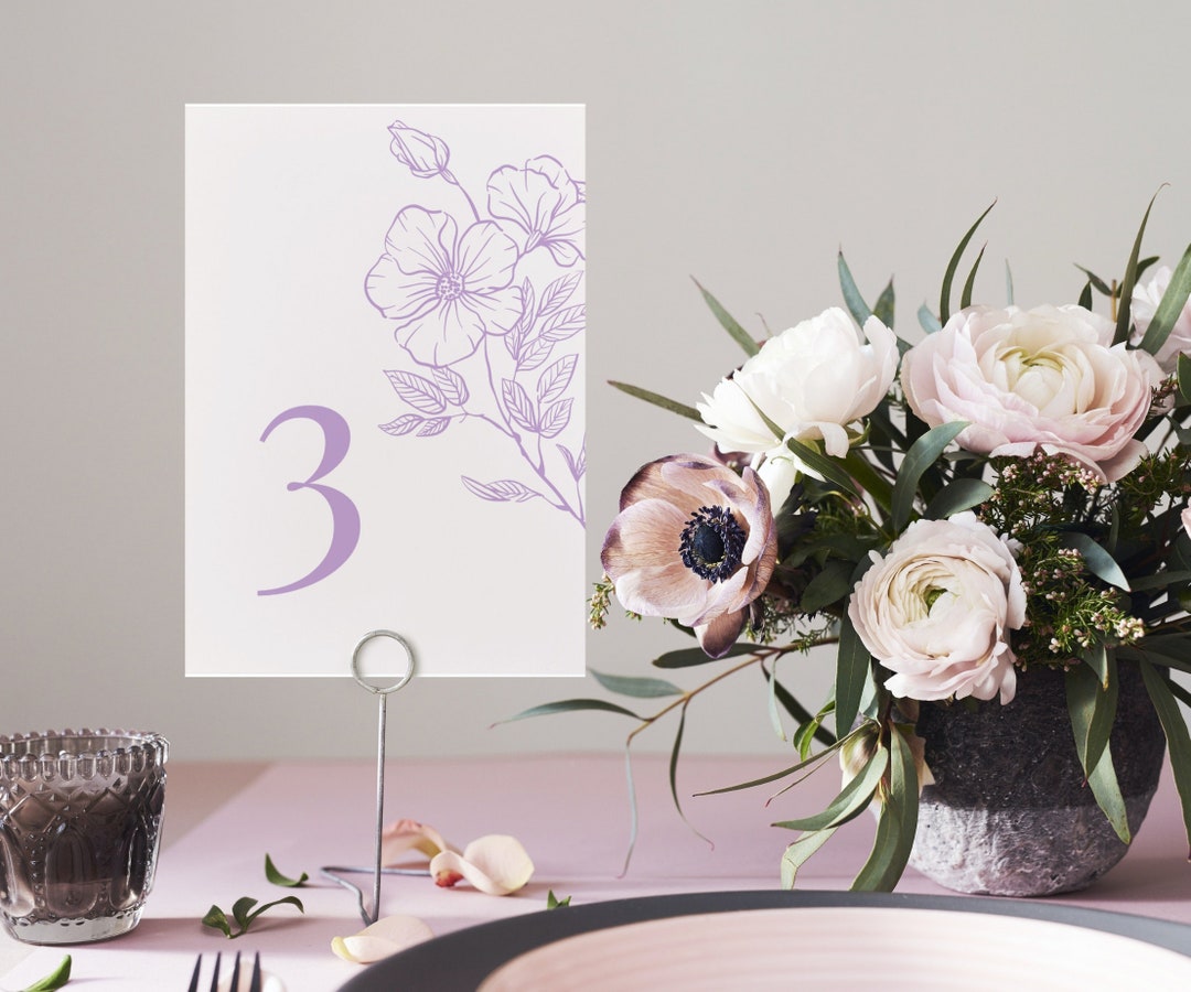 Wedding Table Number Card Template Floral Table Number Card Instant ...