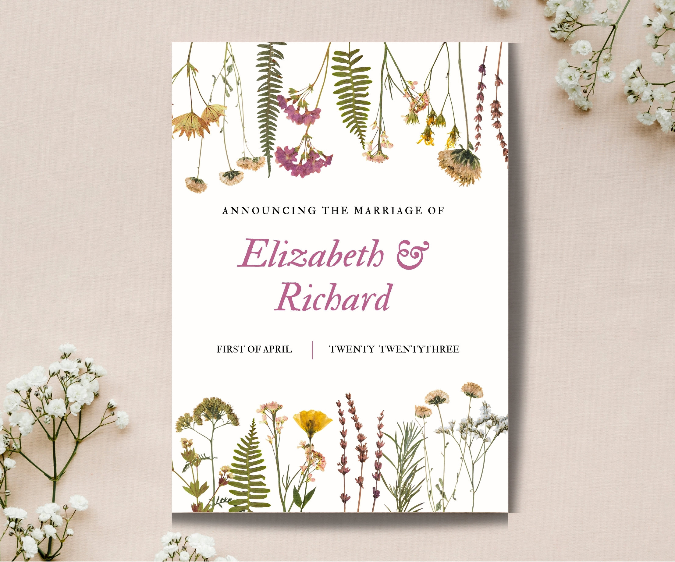 Wedding Invitation Wildflower Invitation Template Floral - Etsy