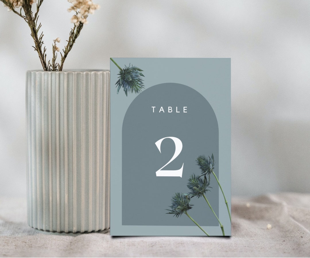 Wedding Table Number Card Blue Table Card Template Blue Number Card ...