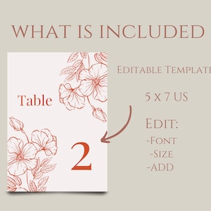 Table Number Card Red Wedding Seating Chart Floral Table Number ...