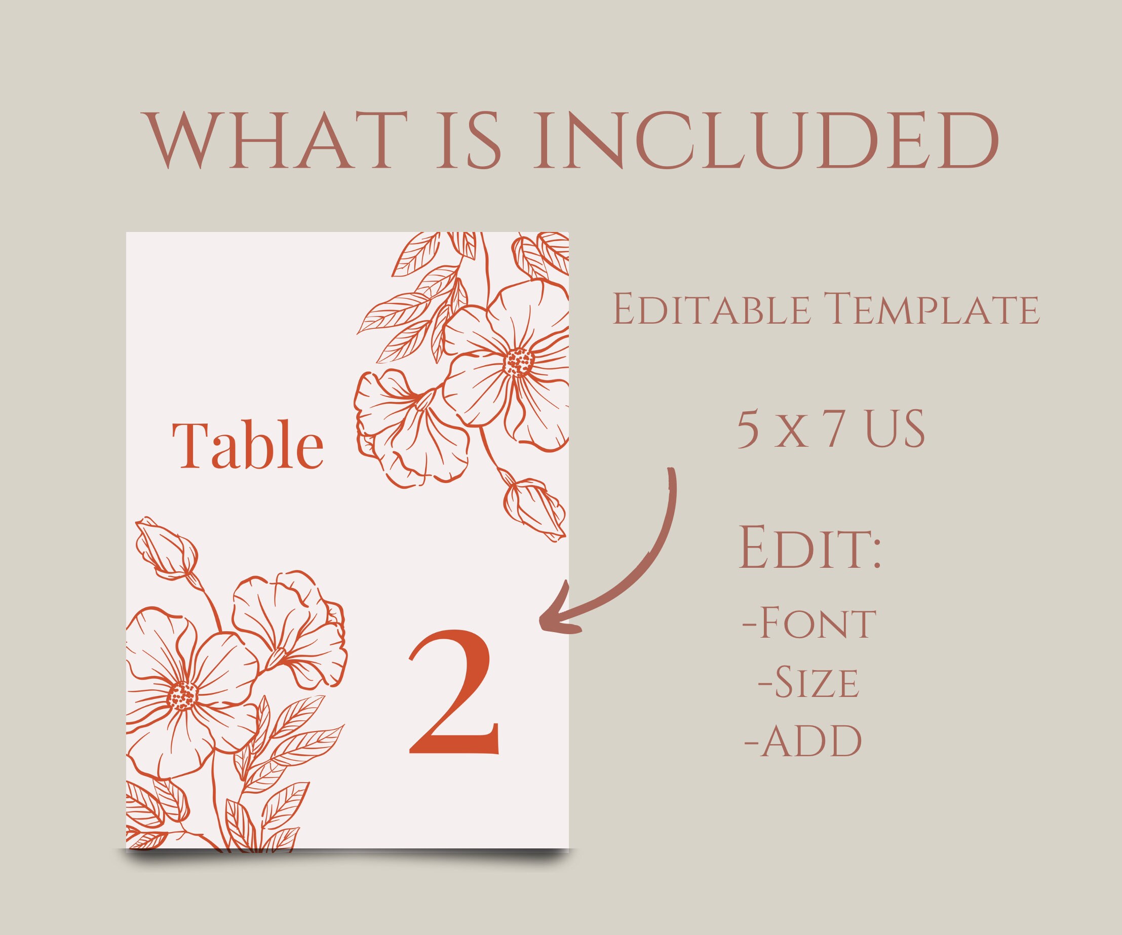 Table Number Card Red Wedding Seating Chart Floral Table Number ...