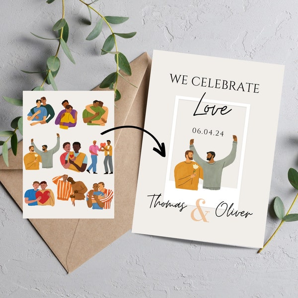 Gay Wedding Invitation Template Etsy