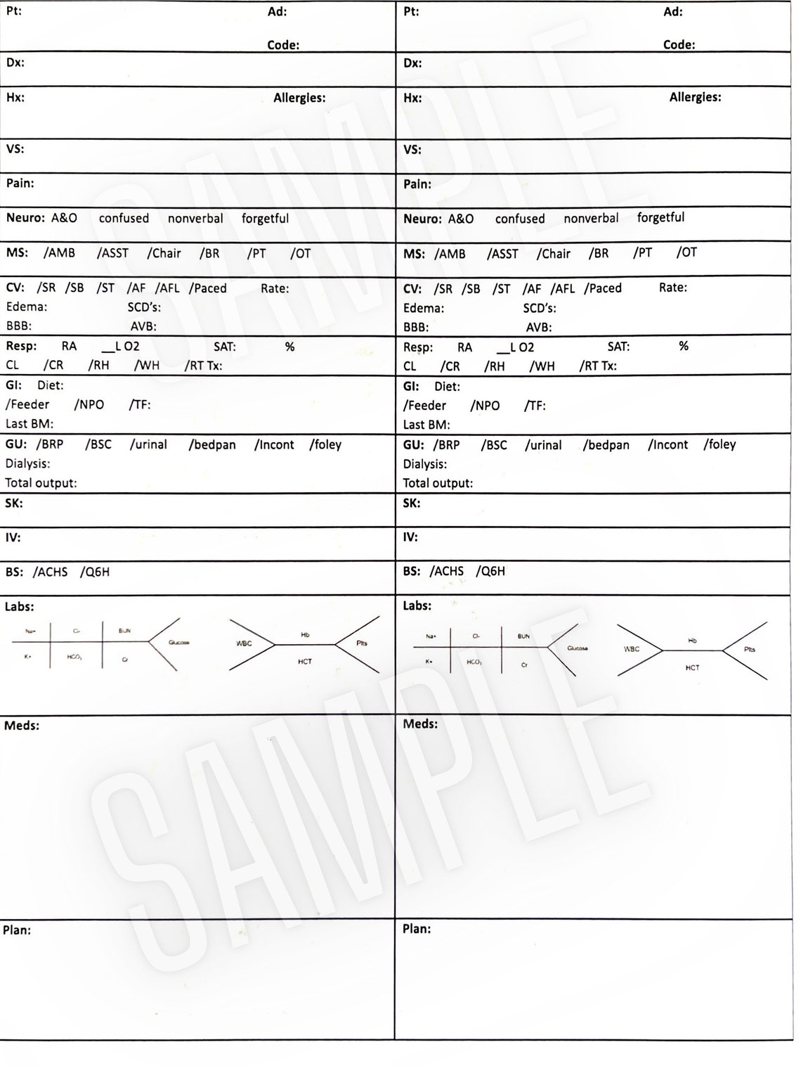 NEW! Nursing Report Sheet, Nursing Brain, Med Surg, Telemetry, SBAR ...