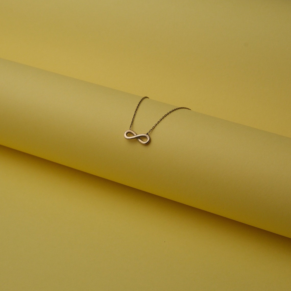 14K Solid Gold Infinity Necklace, Infinity Collar Necklace, Handmade ...