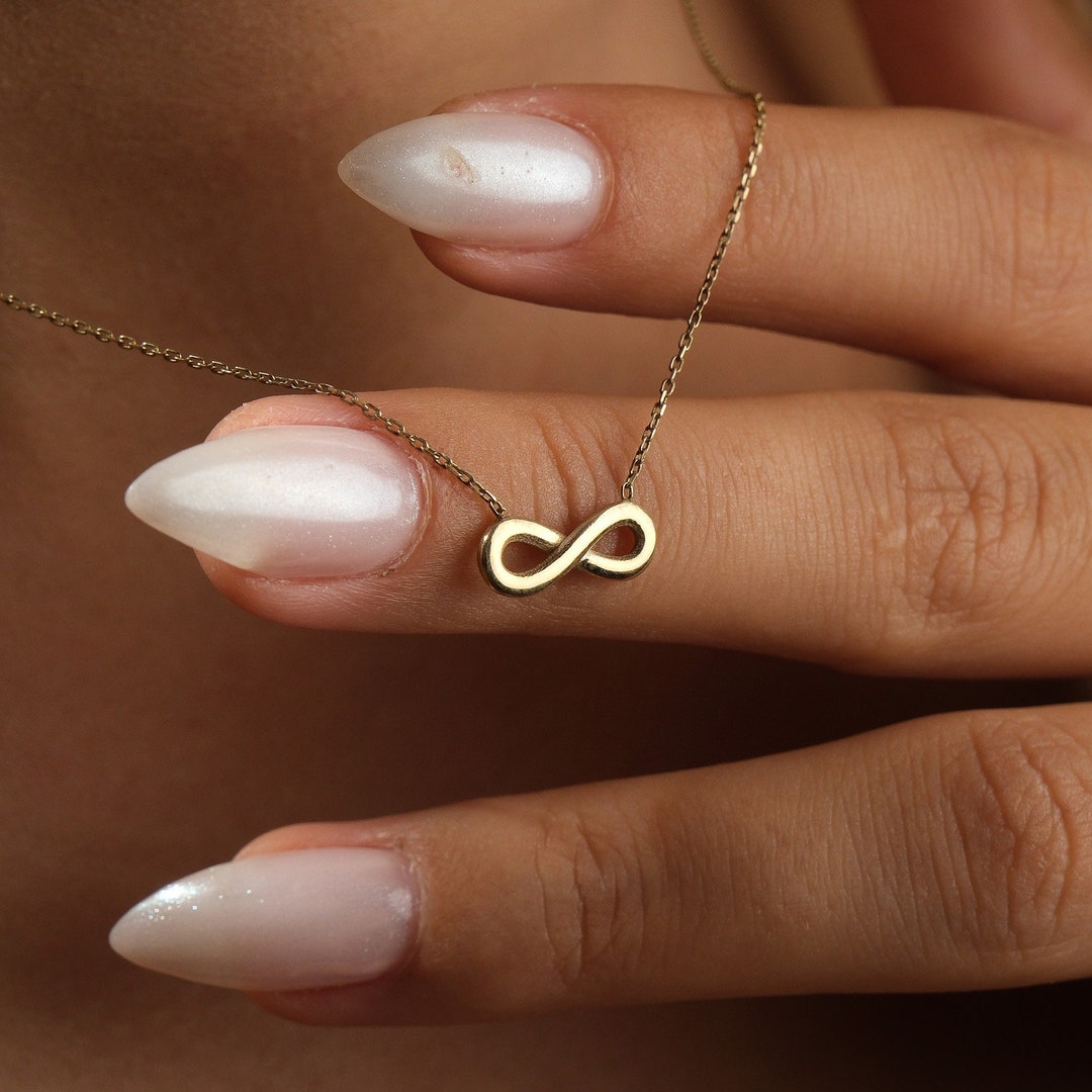 14K Solid Gold Infinity Necklace, Infinity Collar Necklace, Handmade ...