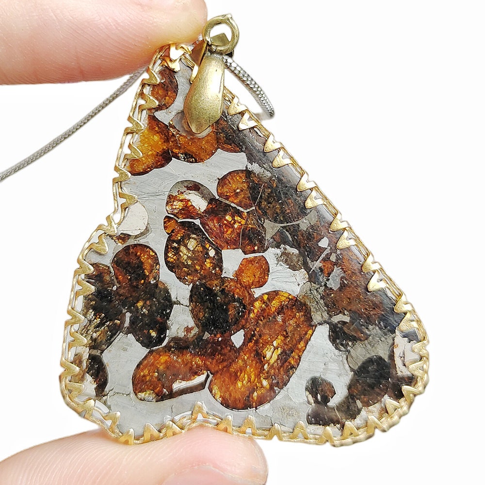 PALLASITE METEORITE PENDANT, Alien Gemstone Peridot From Space ...