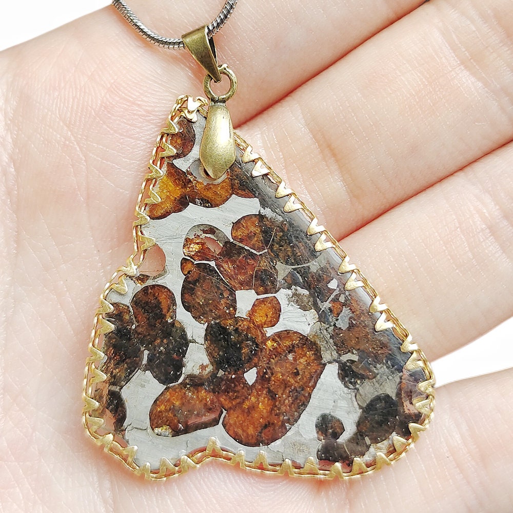 PALLASITE METEORITE PENDANT, Alien Gemstone Peridot From Space ...