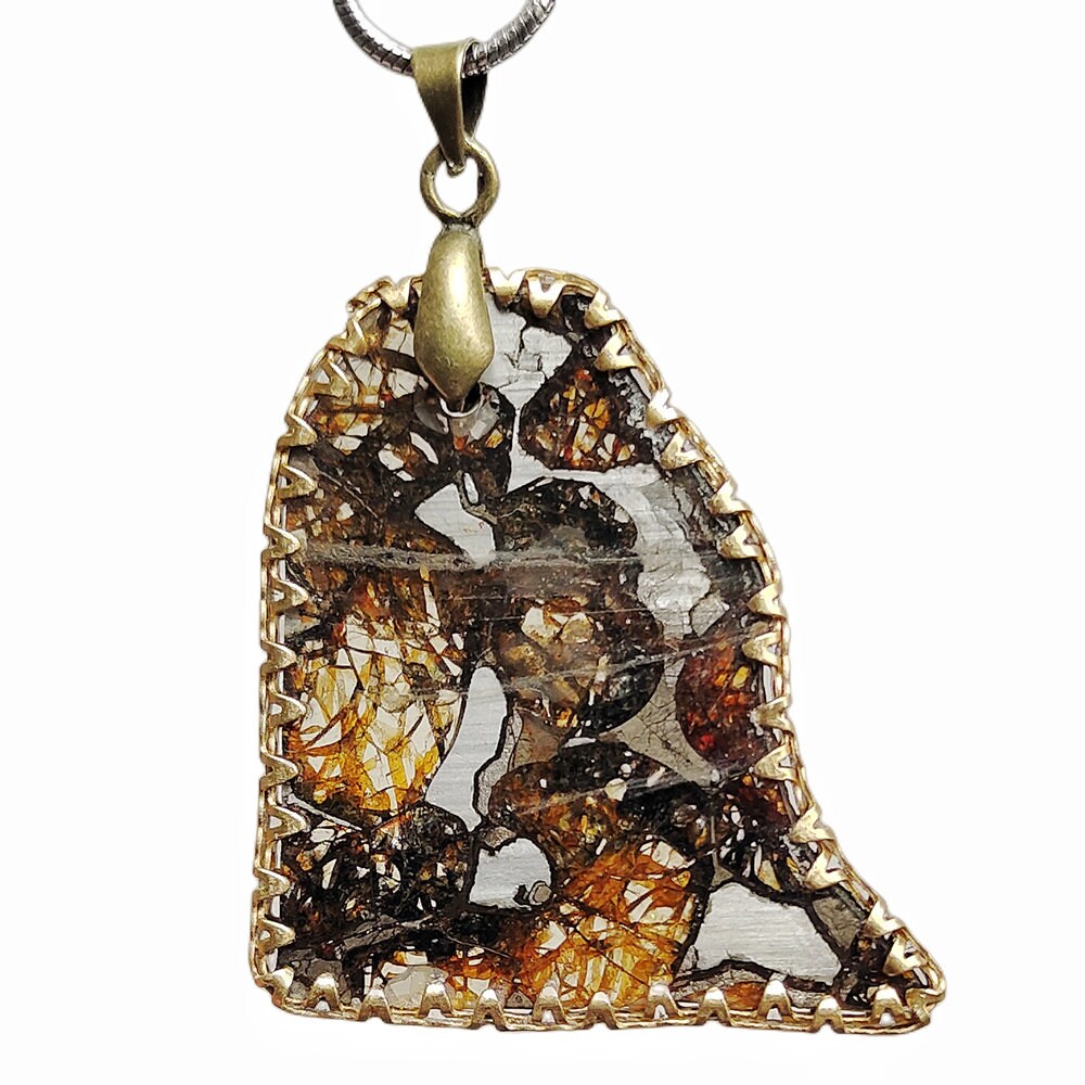 Brenham Pallasite Meteorite Pendant Meteorite Necklace-tb116 - Etsy
