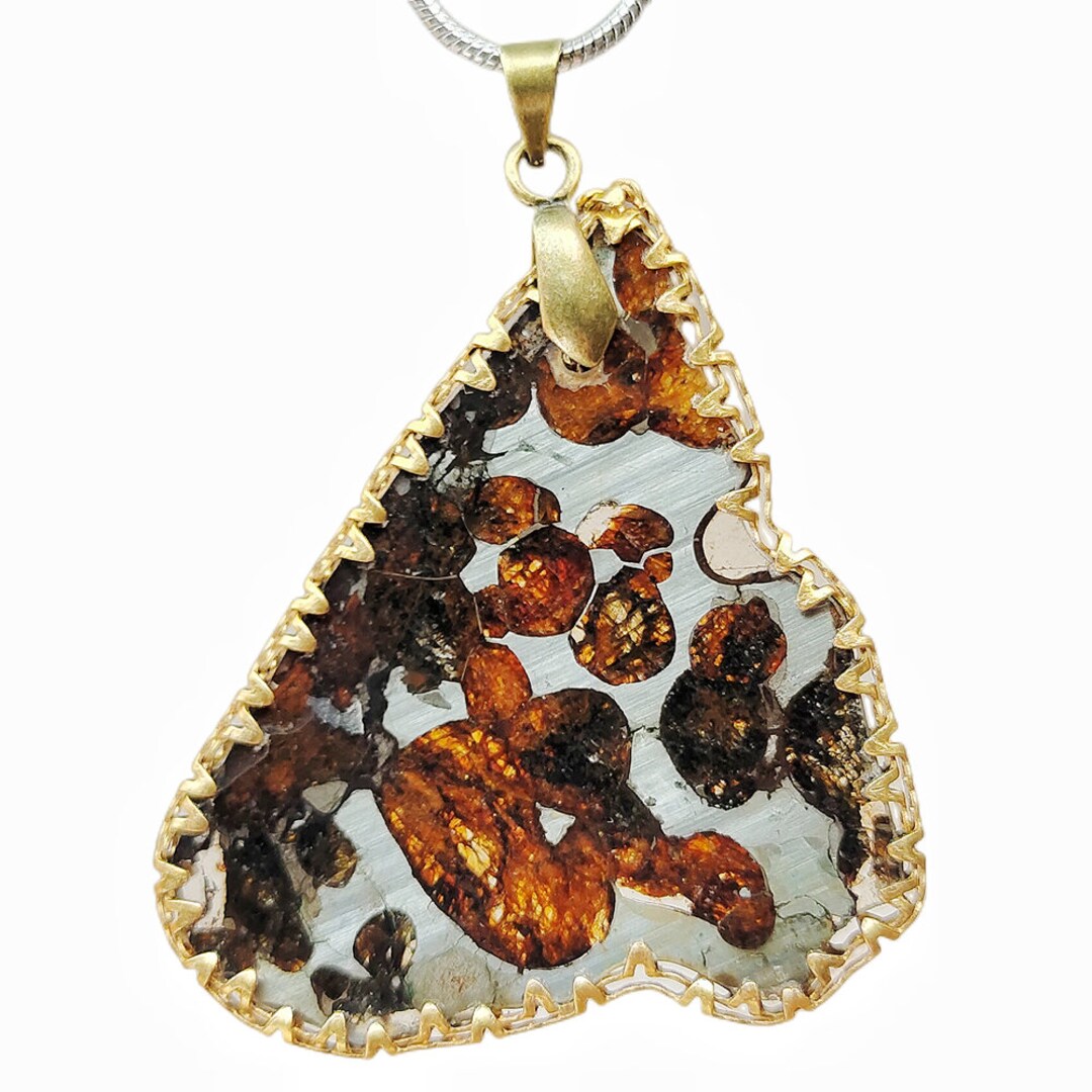PALLASITE METEORITE PENDANT, Alien Gemstone Peridot From Space ...