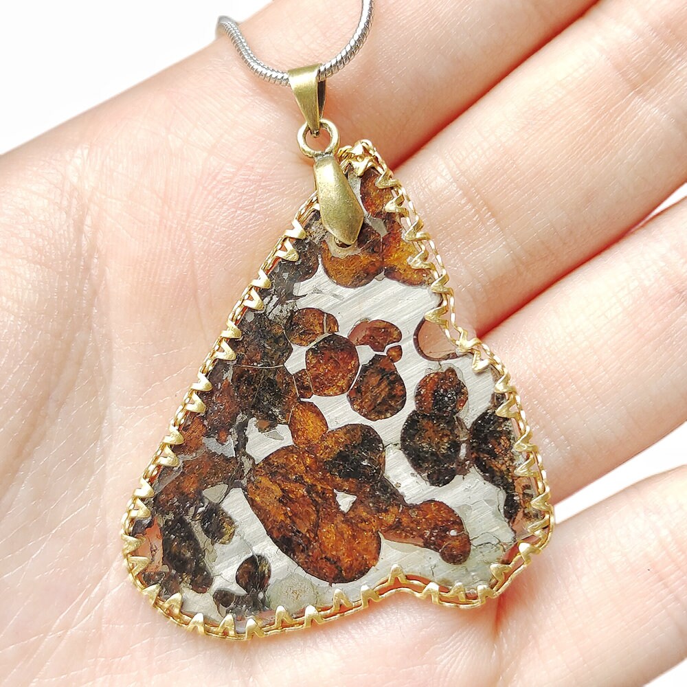 PALLASITE METEORITE PENDANT, Alien Gemstone Peridot From Space ...