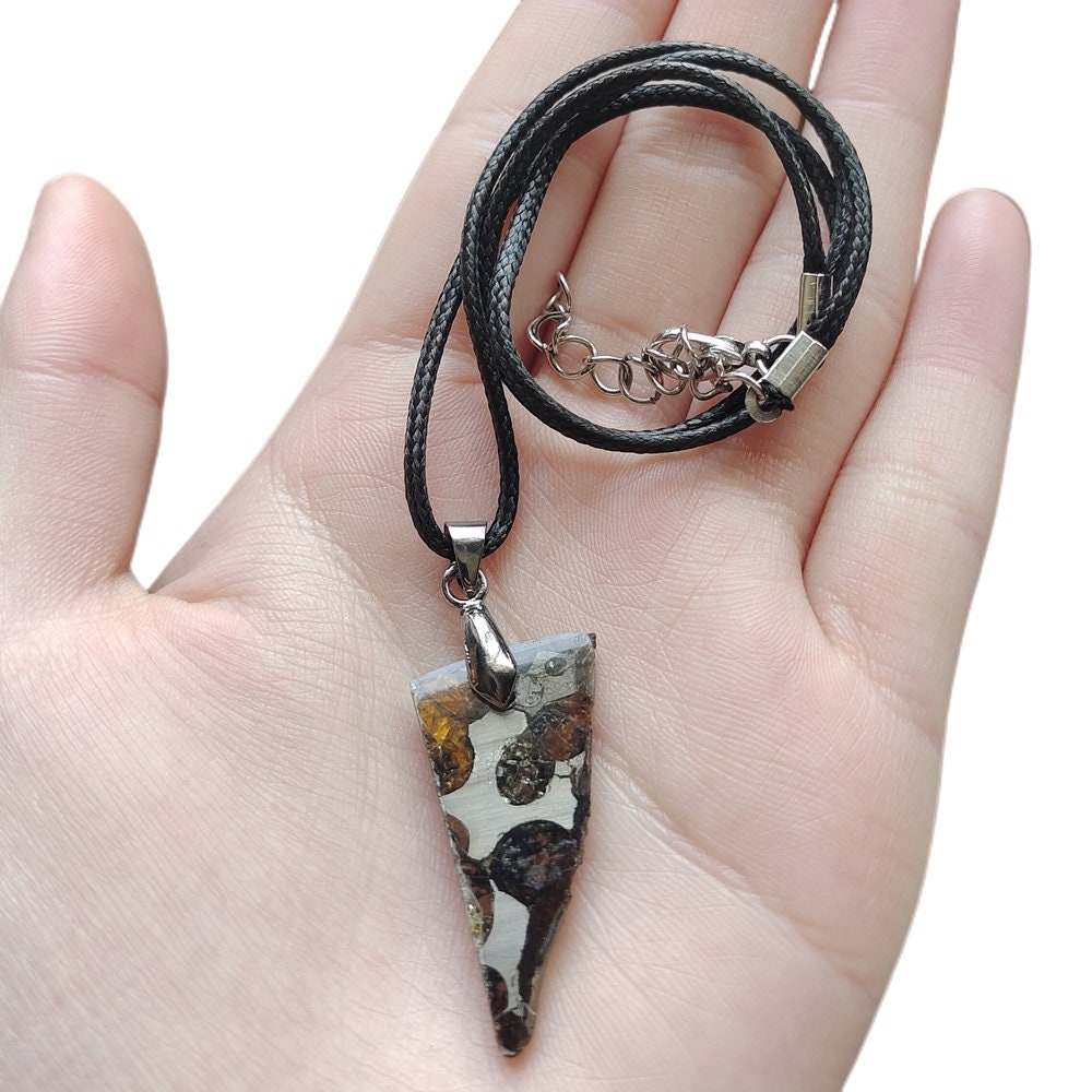 Meteorite Pendant Brenham Olive Meteorite Necklace QB63 - Etsy