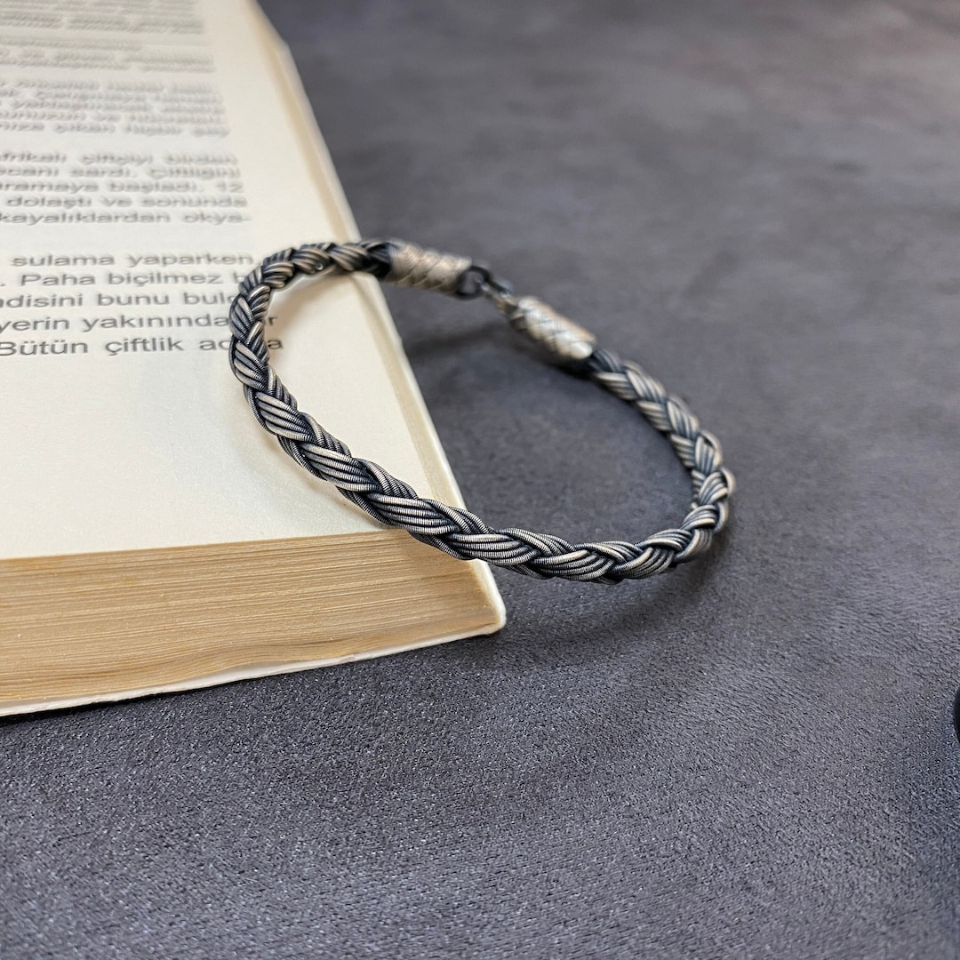 Handmade Viking Silver Bracelet, Thick Foxtail Design, Sterling Silver ...