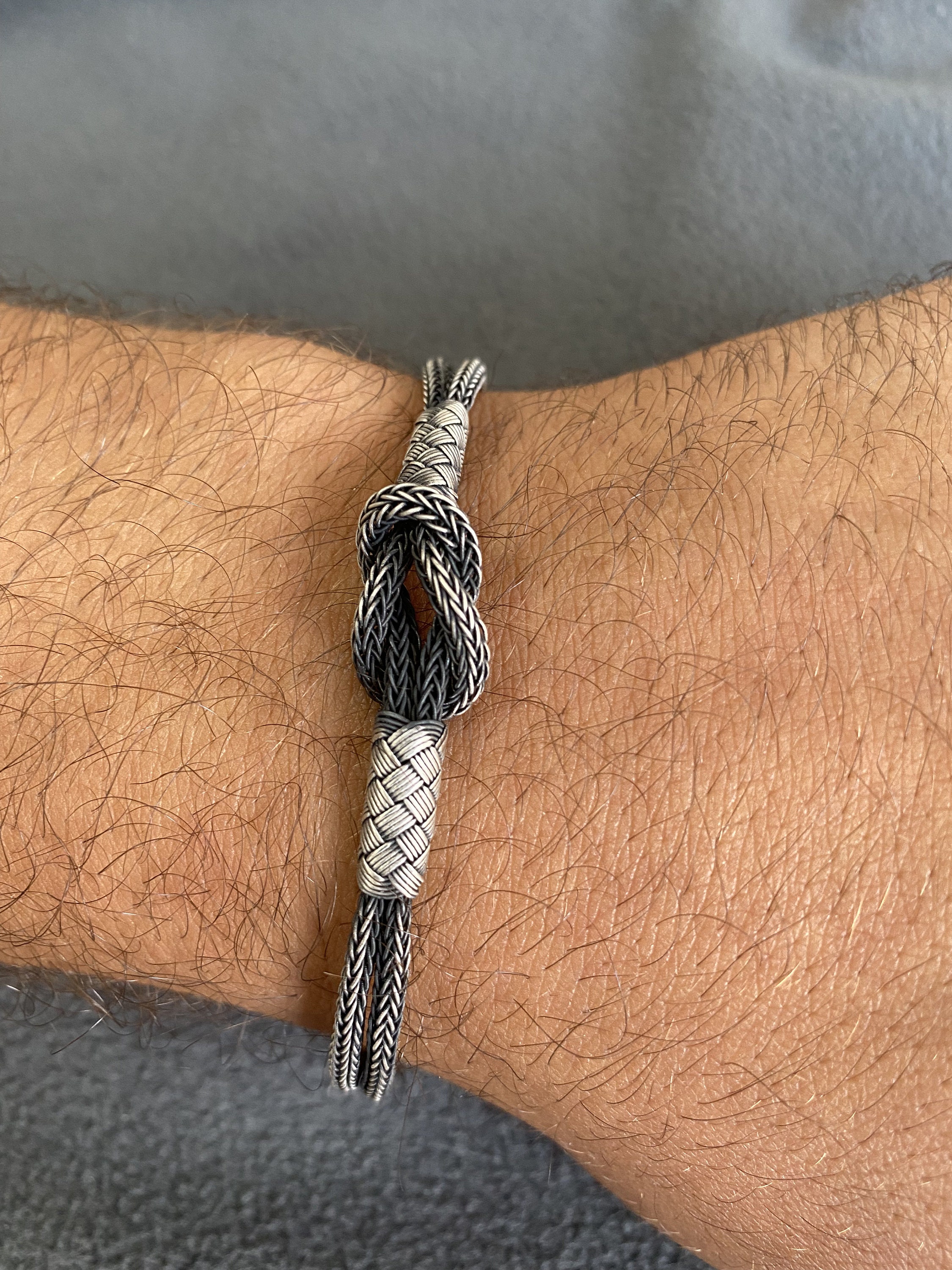 Silver Knitted Bracelet Love Knot Bracelet Weaved Bracelet - Etsy