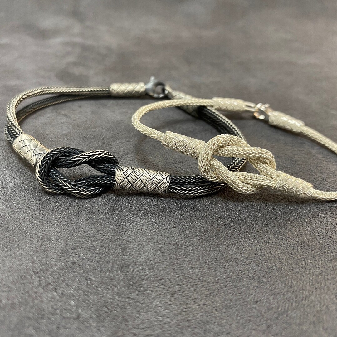 Couples Bracelet Silver, Love Knot Bracelet, Lovers Bracelet, Matching ...