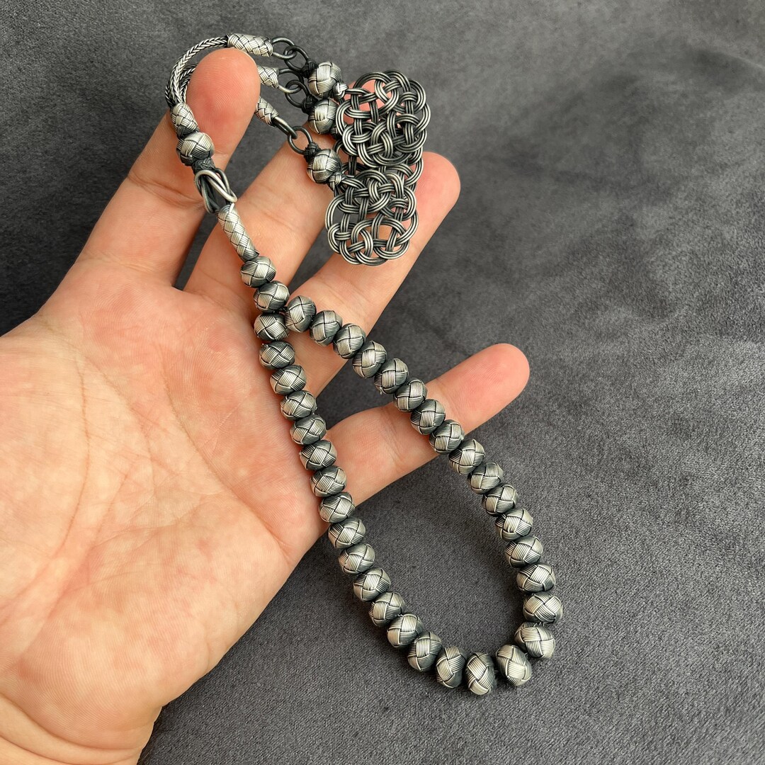 Handcrafted 999 Pure Silver Prayer Beads, Braided Muslim Tasbih, Unique ...