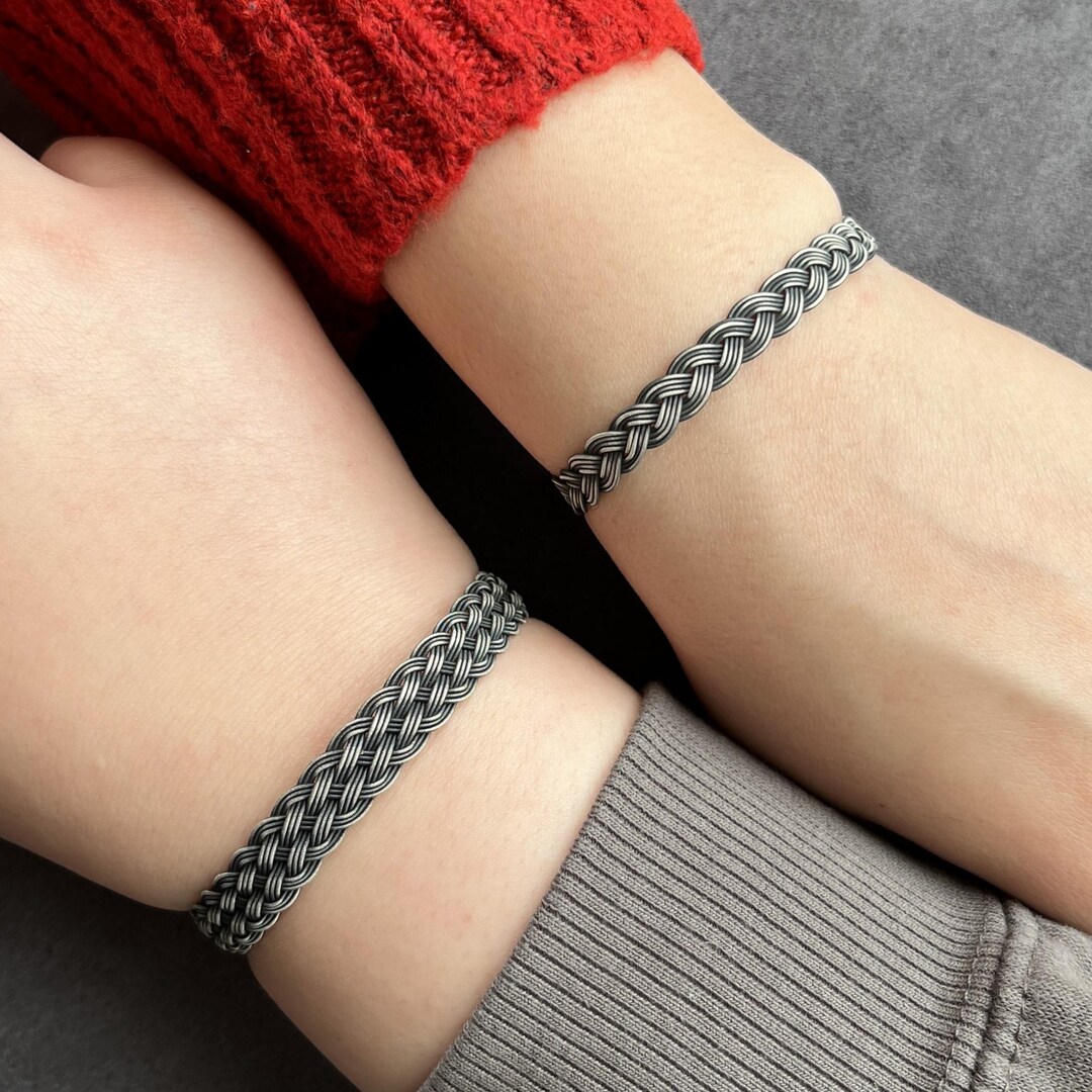 Silver Twisted Sami Couples Bracelets, Matching Braided Bracelets ...