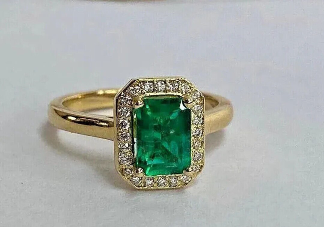 Rashi Ratna Astrological Natural Emerald Ring 14k Yellow Gold Bridal ...