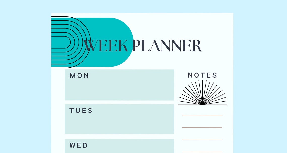 Week Planner, Downloadable Planner, Printable Planner, Weekly Schedule ...
