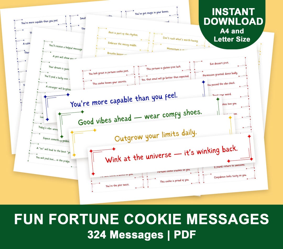 Printable Fortune Cookie Messages, DIY, Funny Fortunes for Kids Adults ...