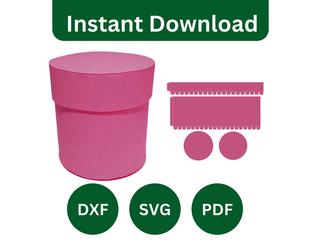 Round Gift Box With Lid Template: SVG, DXF, PDF (digital Download) - Etsy