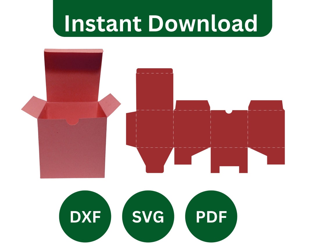 Classic Box Template, Simple Box, Square Box, SVG, DXF, PDF, Cricut ...