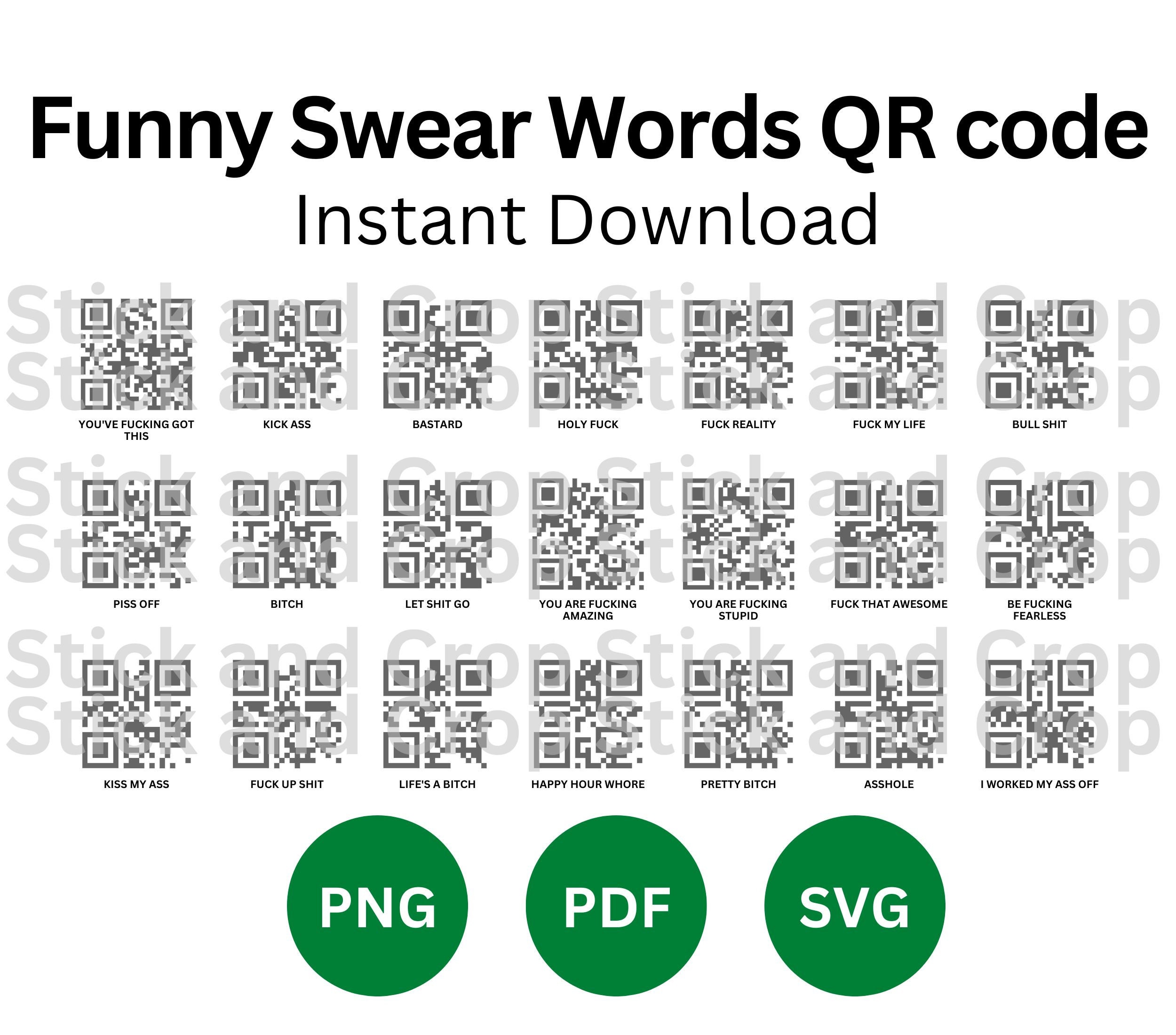 Funny Swear Words QR Code Set (digital Download) - Etsy
