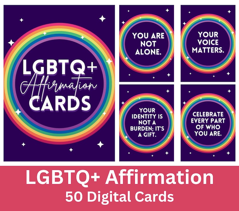 LGBTQ Affirmation Digital Cards, Rainbow Pride Empowerment, Inclusivity ...
